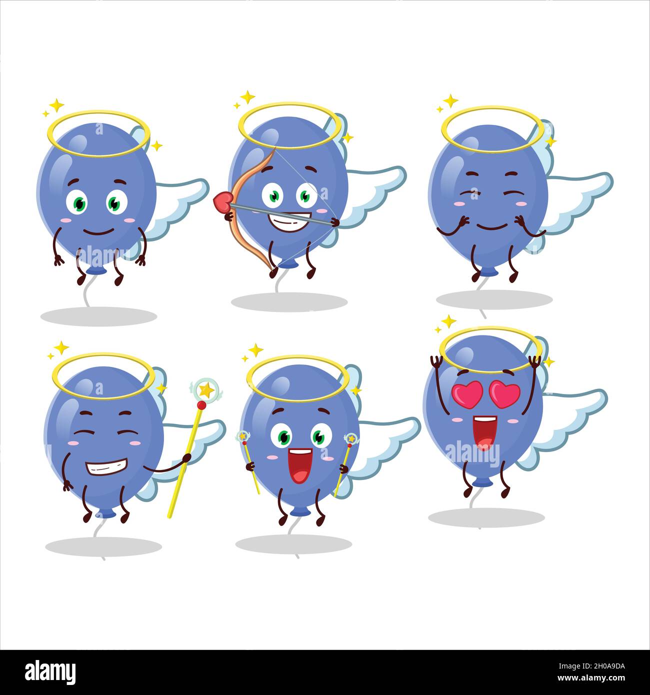 Blue Balloons Cartoon Designs As A Cute Angel Character Vector