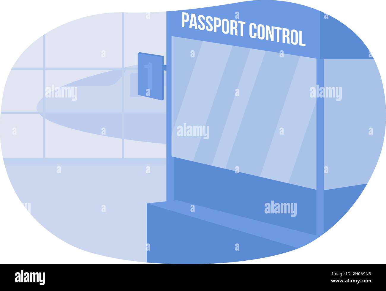 Document control in airport 2D vector isolated illustration Stock ...