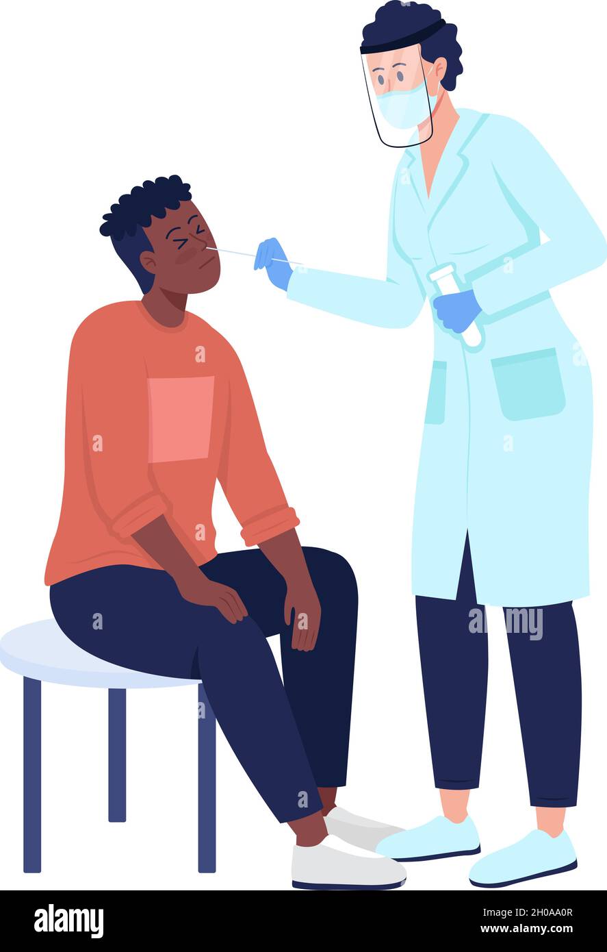 Nurse checking patient semi flat color vector character Stock Vector ...