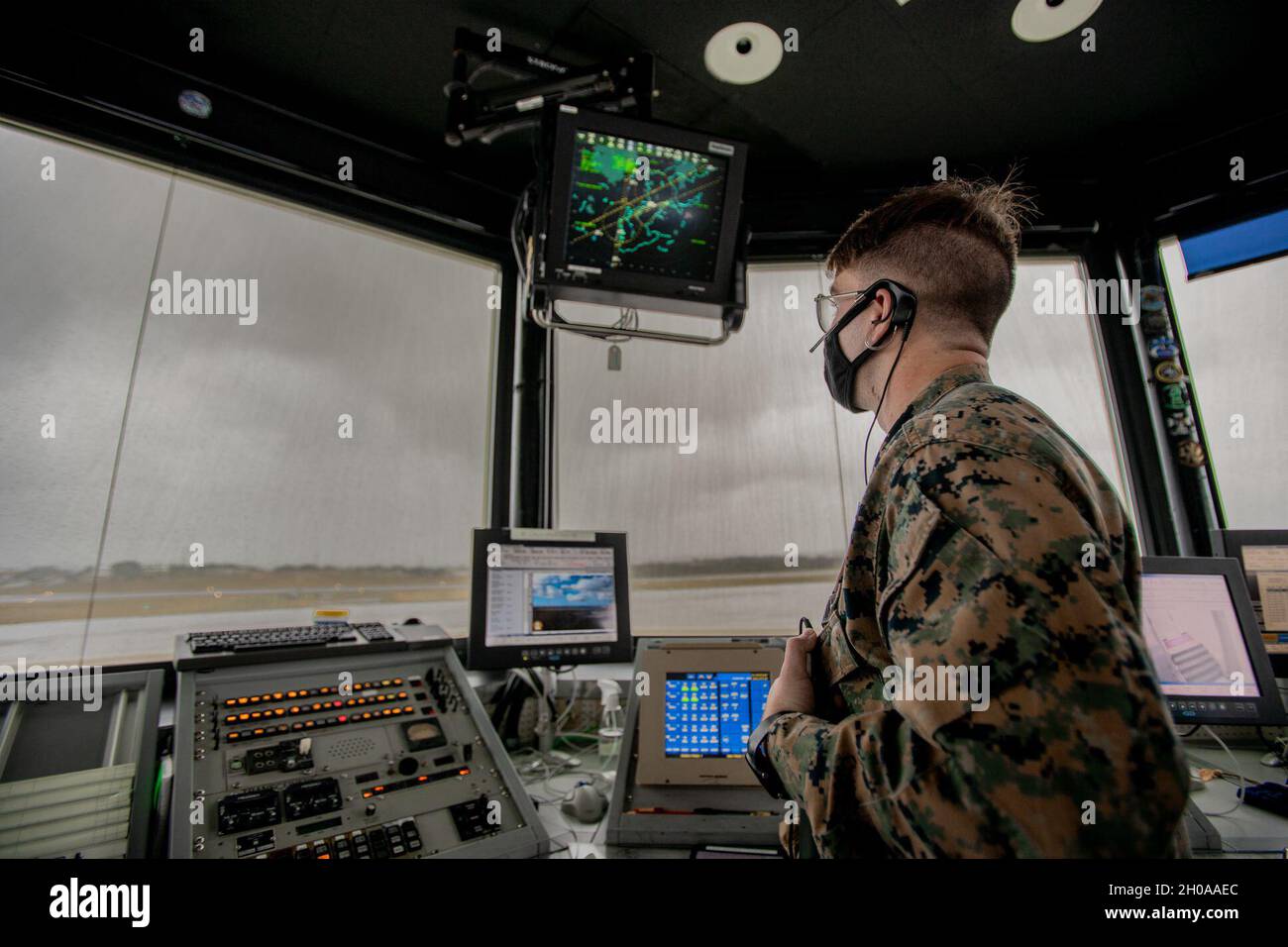 U.S. Marine Corps Lance Cpl. Collin Walton, an air traffic control ...