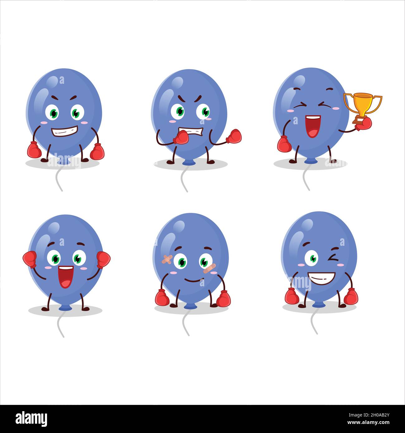 A sporty blue balloons boxing athlete cartoon mascot design. Vector ...