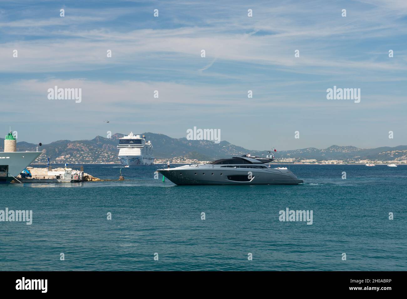 Super yachts in the harbour Cannes France the Mediterranean Stock Photo ...