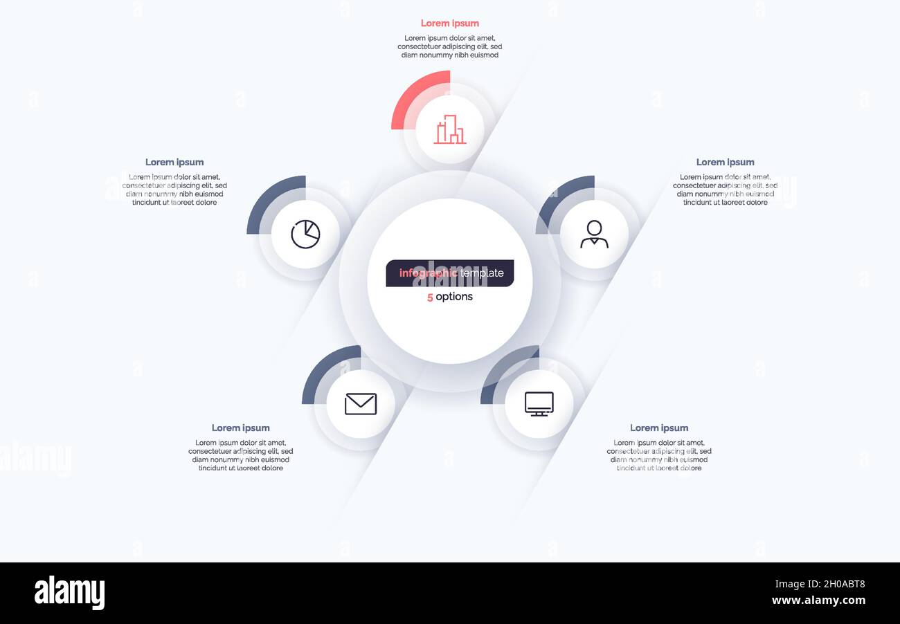 Five option circle infographic design template. Vector illustration ...