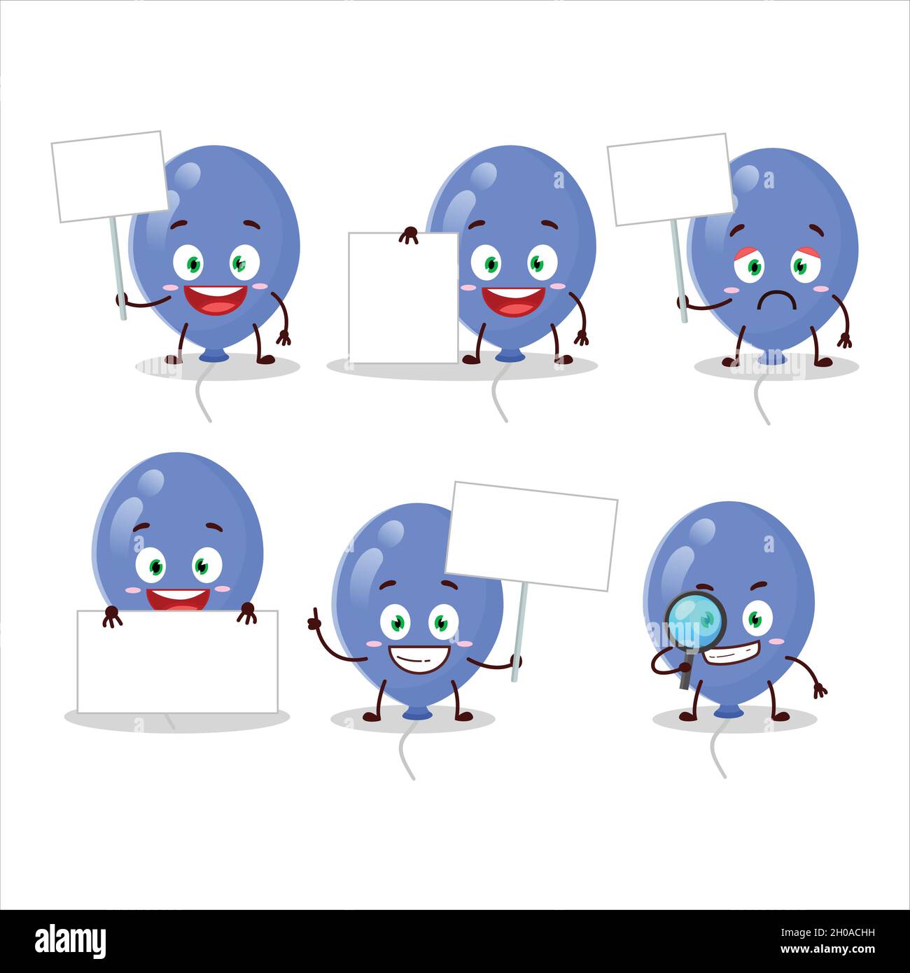 Blue balloons cartoon character bring information board. Vector ...