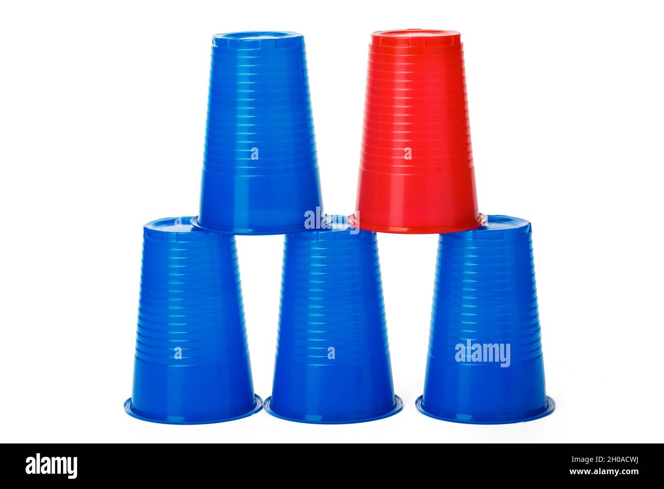 Pile of plastic cups on white background Stock Photo - Alamy