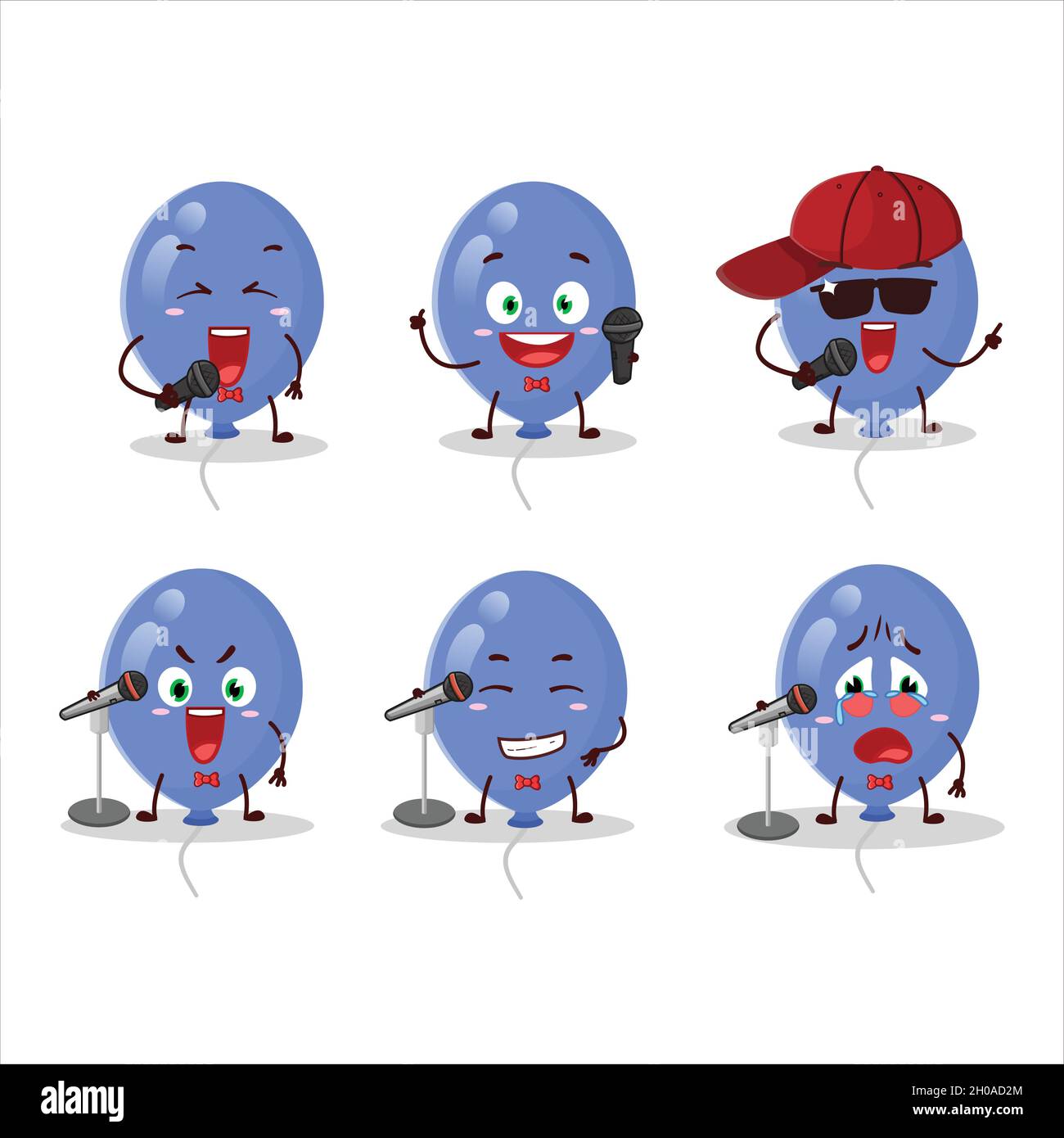 A Cute Cartoon design concept of blue balloons singing a famous song ...