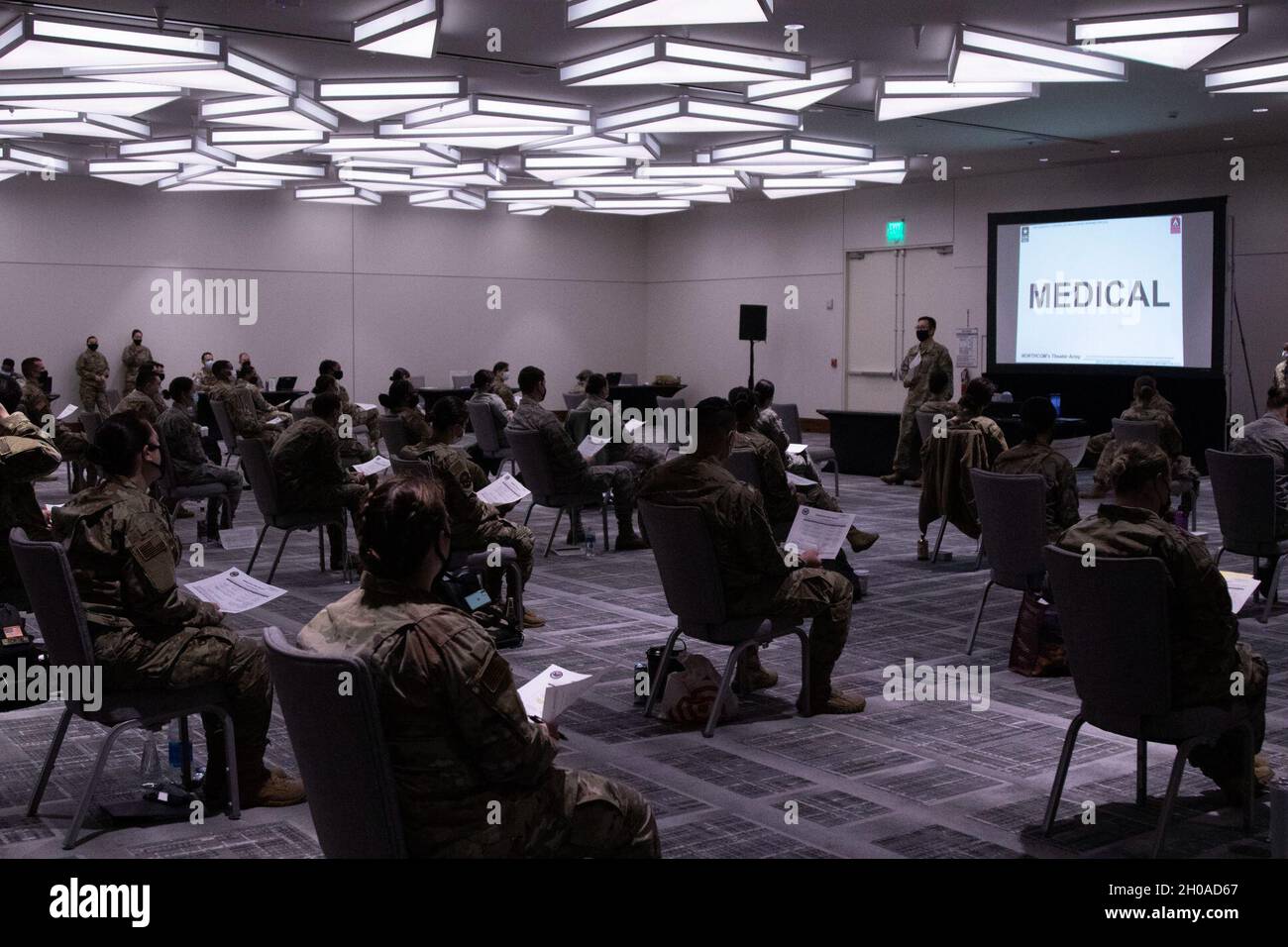 U.S. Army Capt. Arthur Anderson gives incoming Airmen and Soldiers a ...