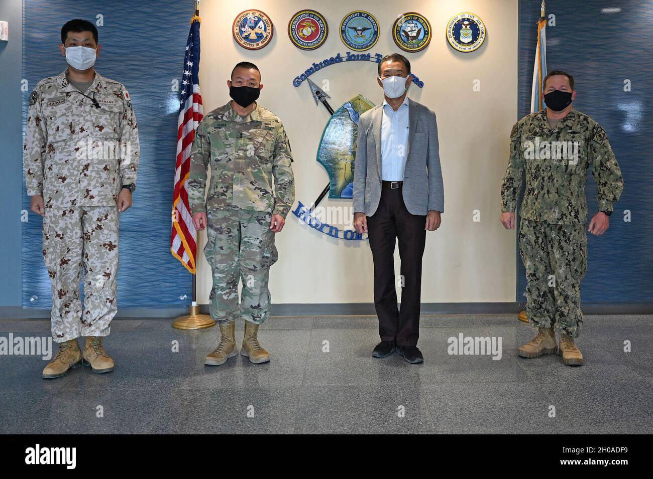 (From left to right) Col. Teruhiko Manabe, commander, Japan Self ...