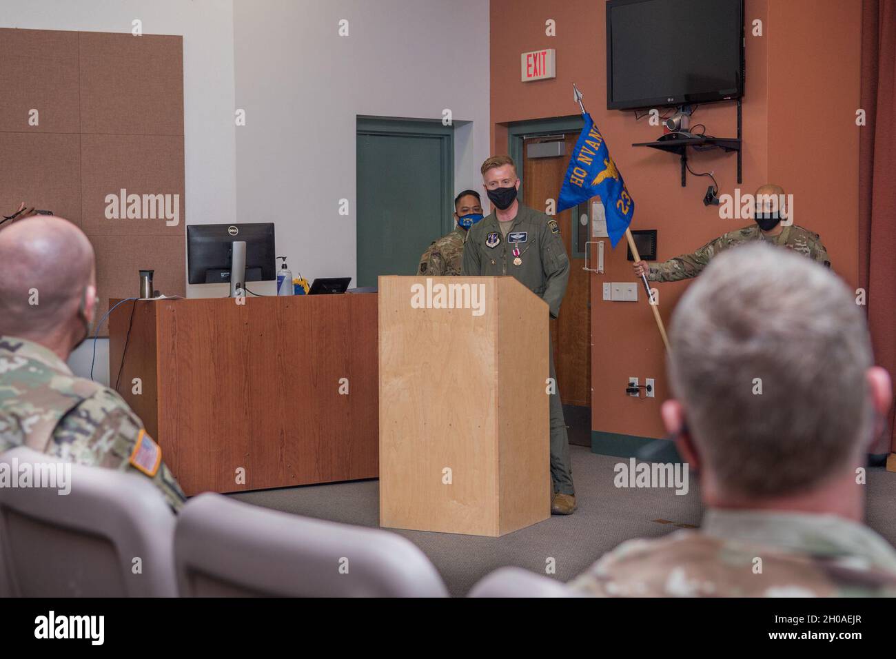 Lt. Col. Justin Galli delivers a parting speech during the 232nd OS ...