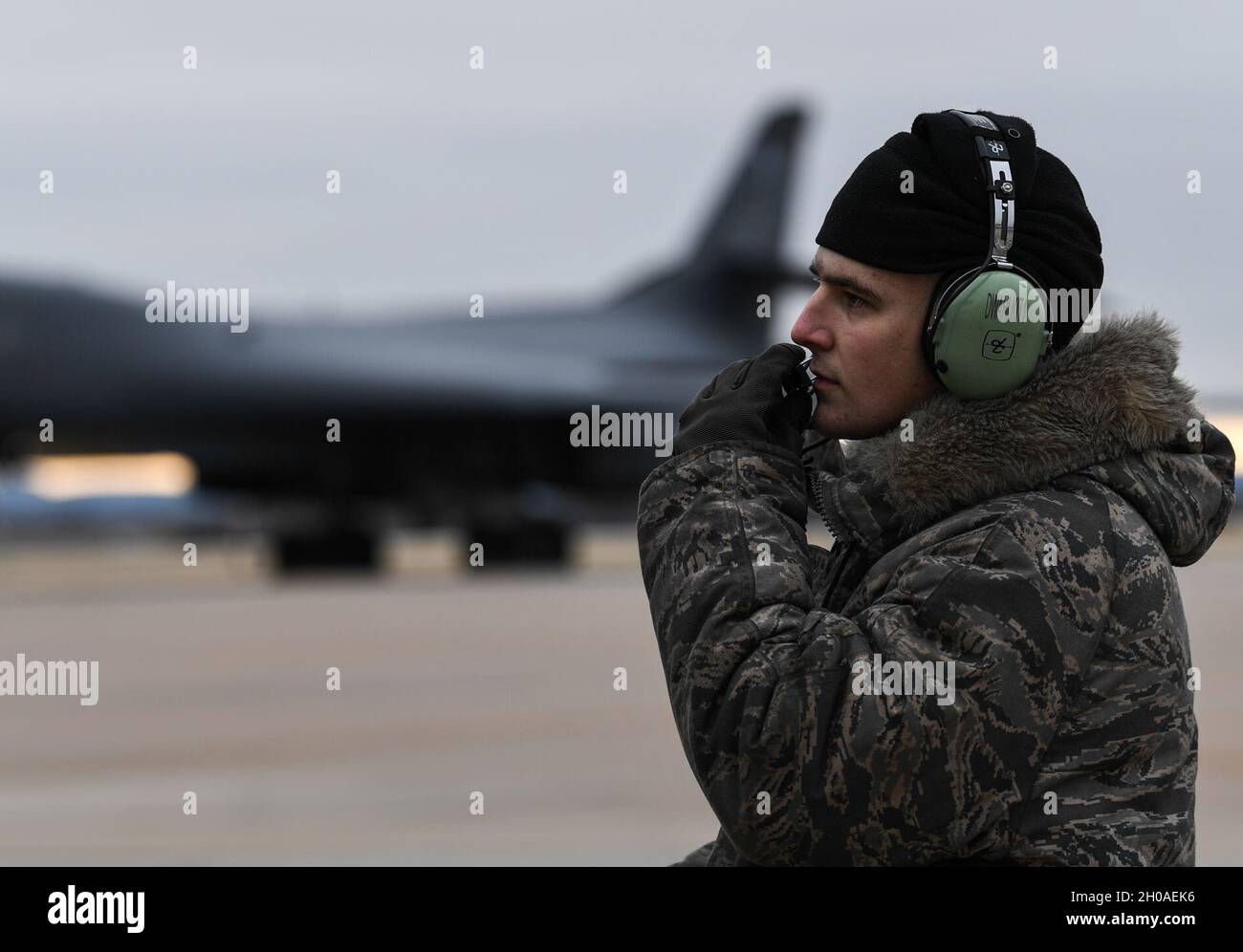 A U.S. Air Force crew chief with the 9th Aircraft Maintenance Unit ...