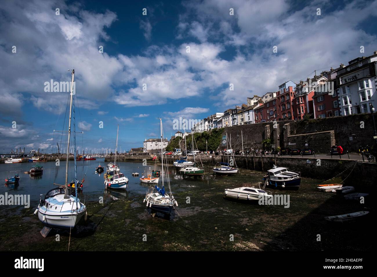 Boats in Brixham harbour, Devon Stock Photo - Alamy