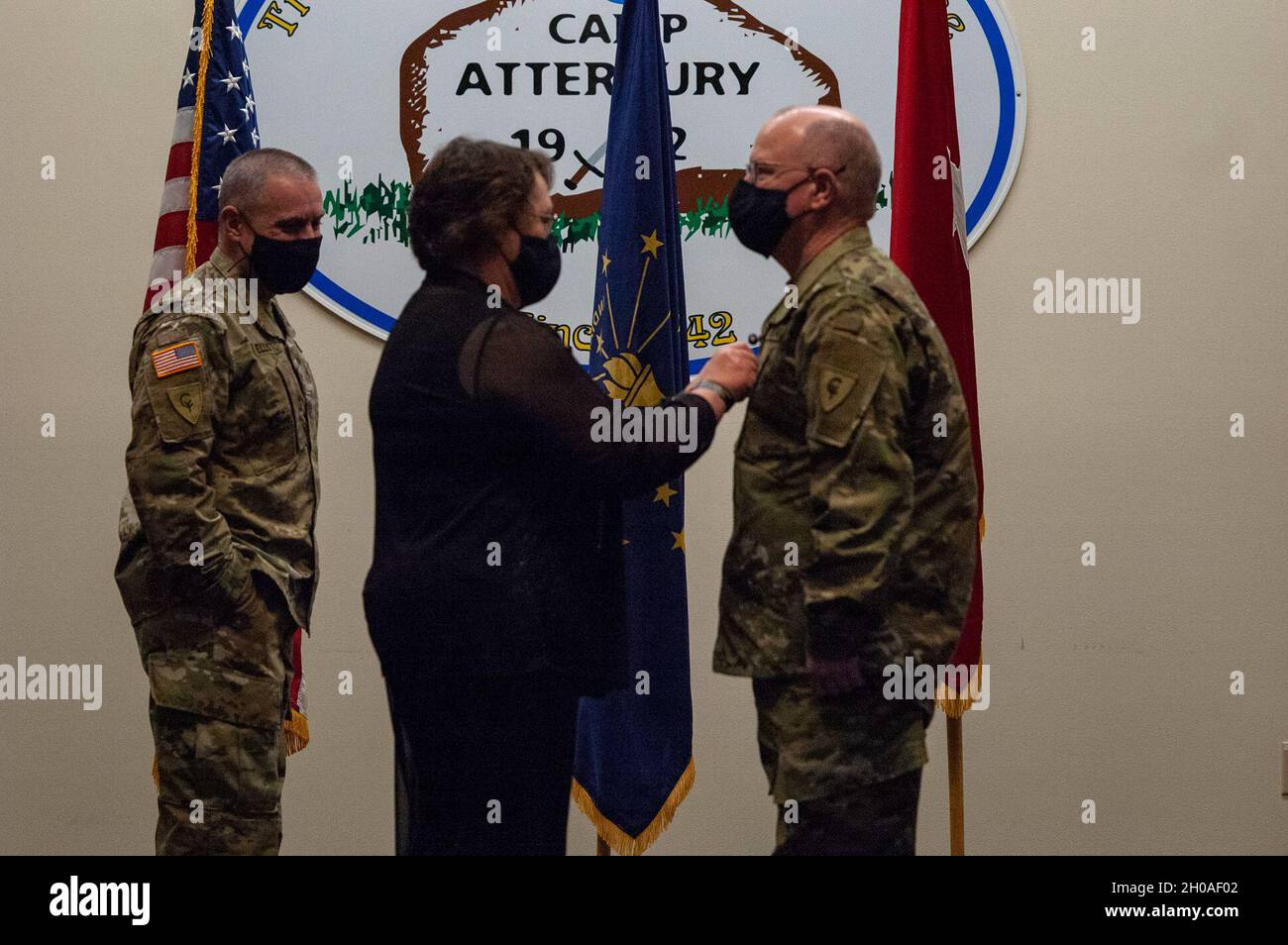 Dedra Thombleson, Maj. Gen. Tim Thombleson's wife, presses his new two ...