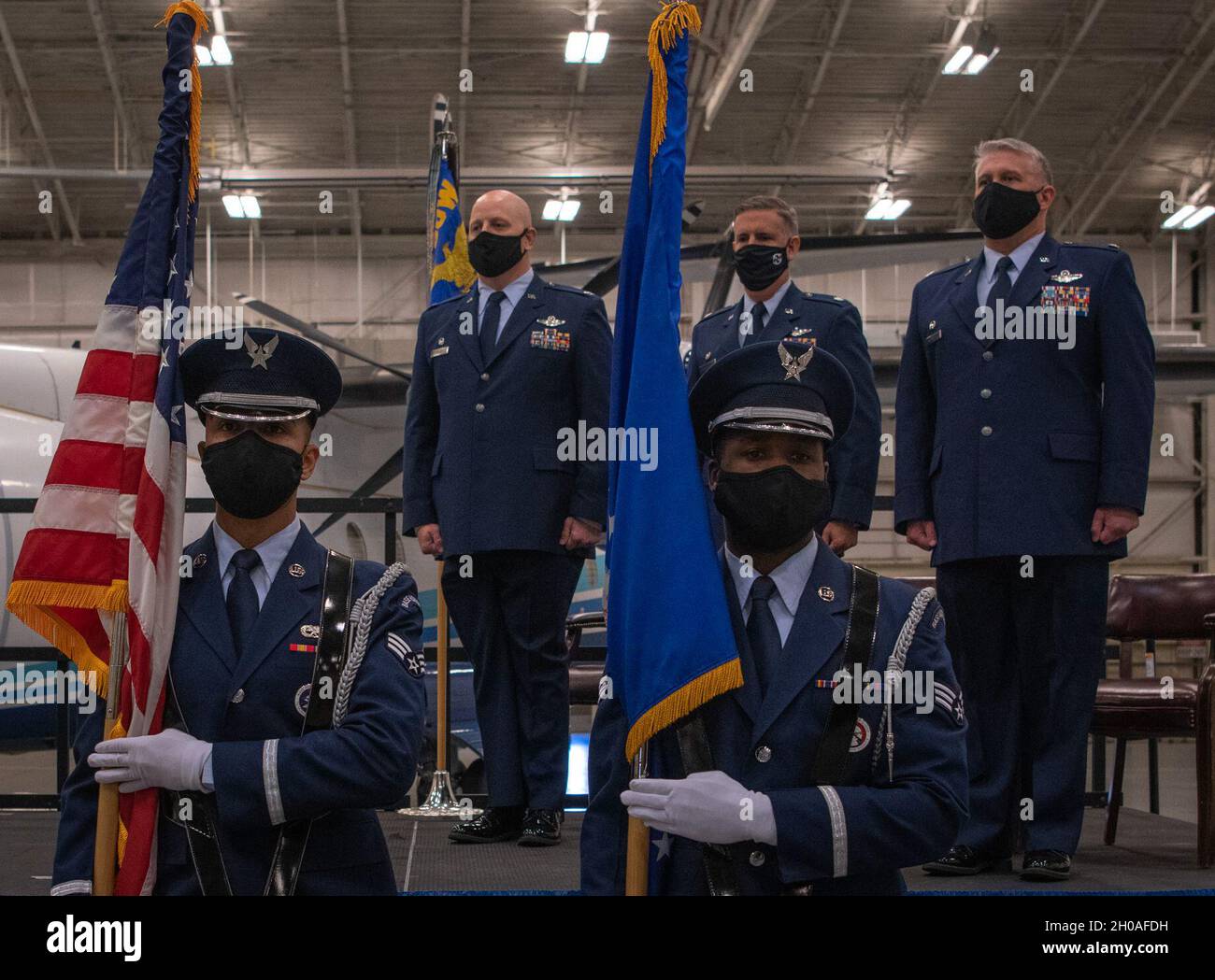 Team Eglin Honor Guard members prepare to present the colors during the ...