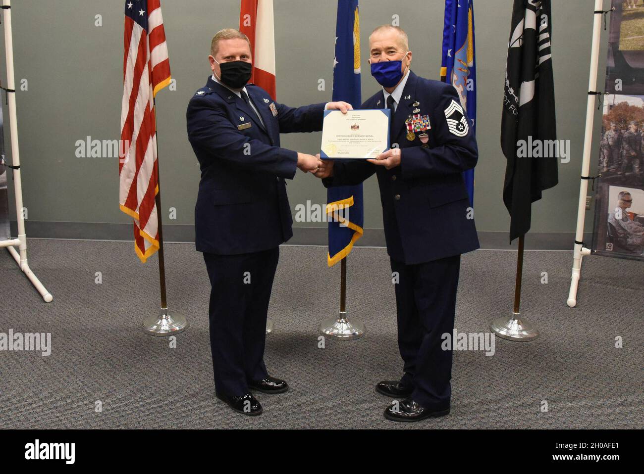 U.S. Air Force Chief Master Sgt. Bryan White (right), chief of the ...