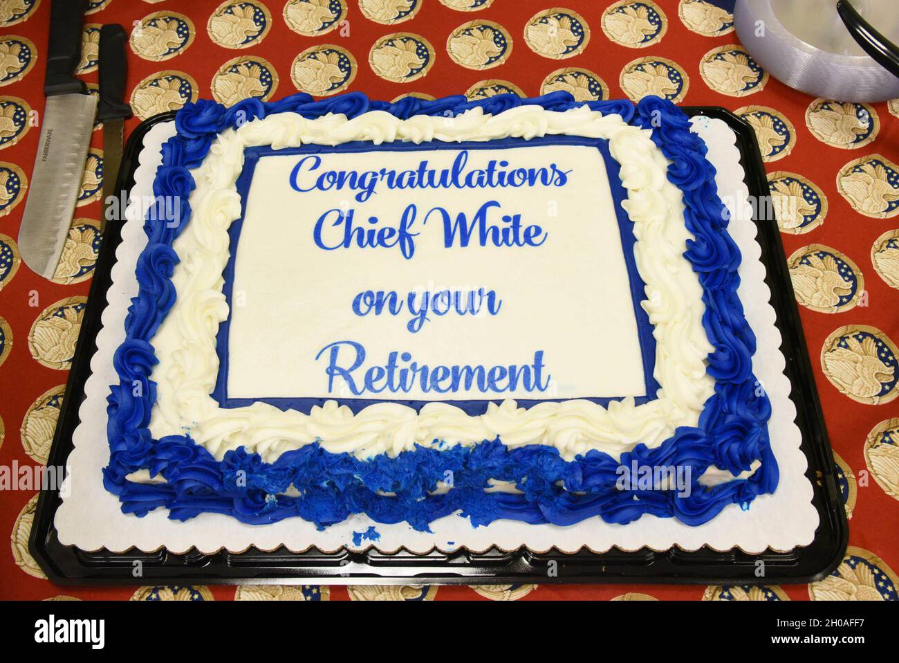 A cake at U.S. Air Force Chief Master Sgt. Bryan White, chief of the ...