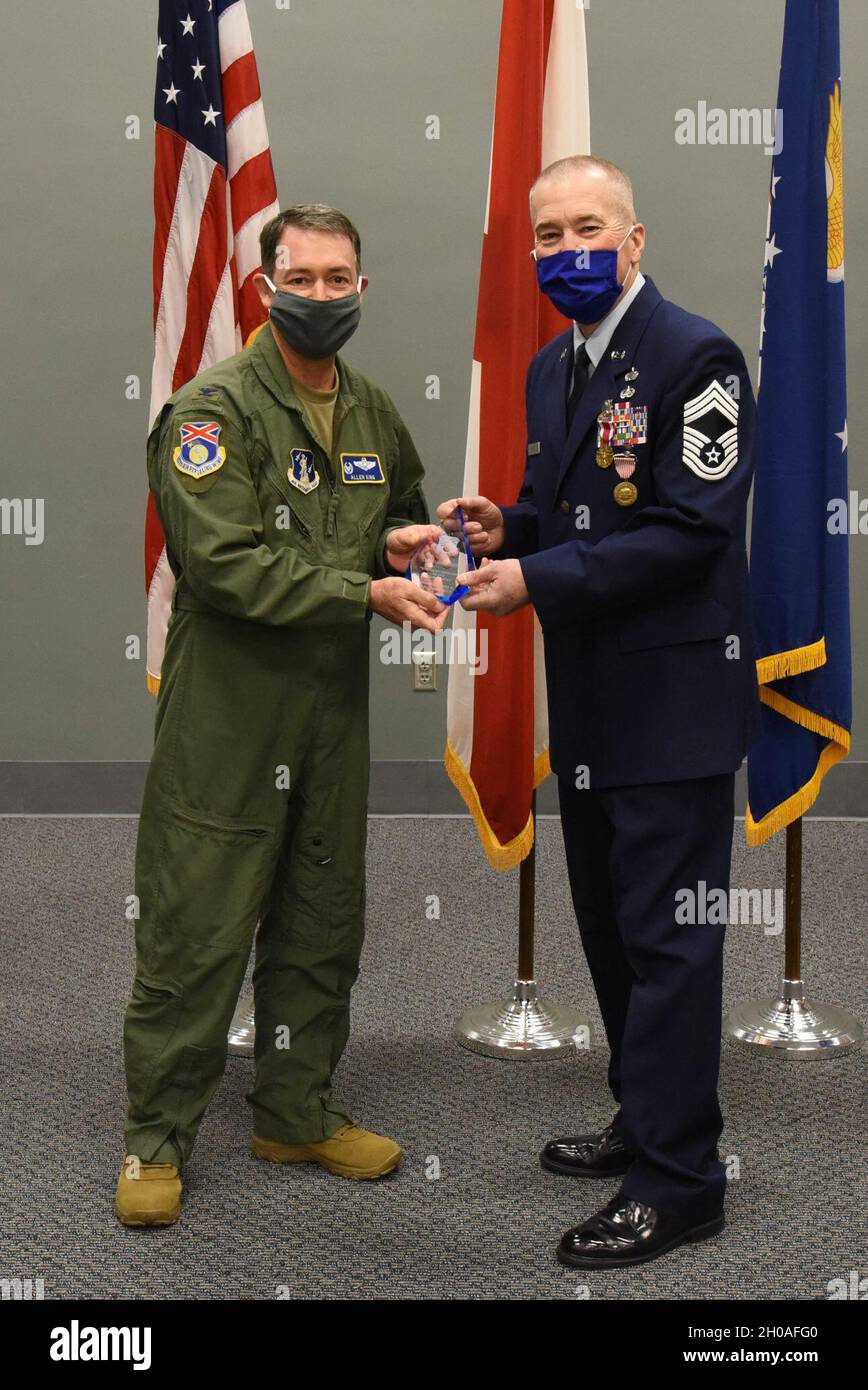 U.S. Air Force Chief Master Sgt. Bryan White (right), chief of the ...