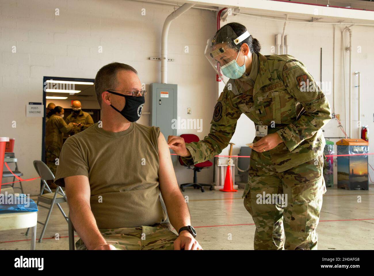 U.S. Air Force 1st Lt. Shannon Bass, 108th Wing Medical Group, prepares ...