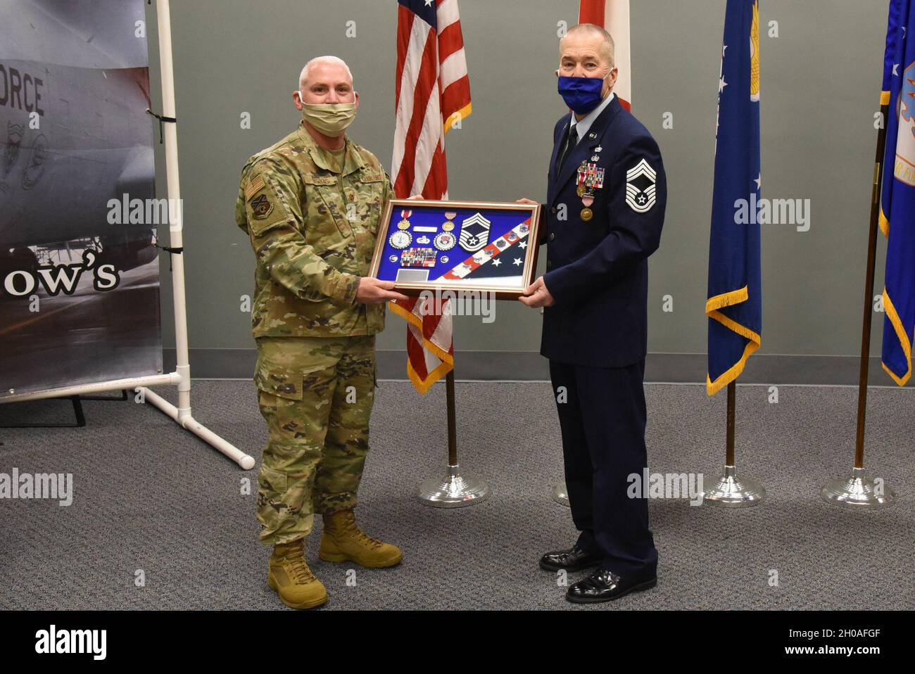 U.S. Air Force Chief Master Sgt. Bryan White (right), chief of the ...