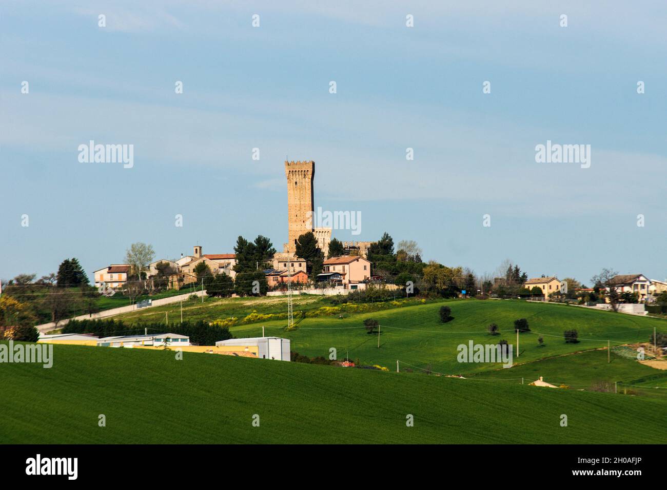 View of Montefiore Castle, Landscape, Recanati, Marche, Italy, Europe ...
