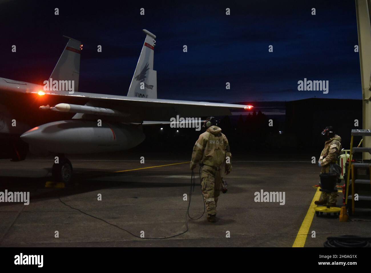 Members of the 142nd Wing perform night flying January 9, 2021 at ...