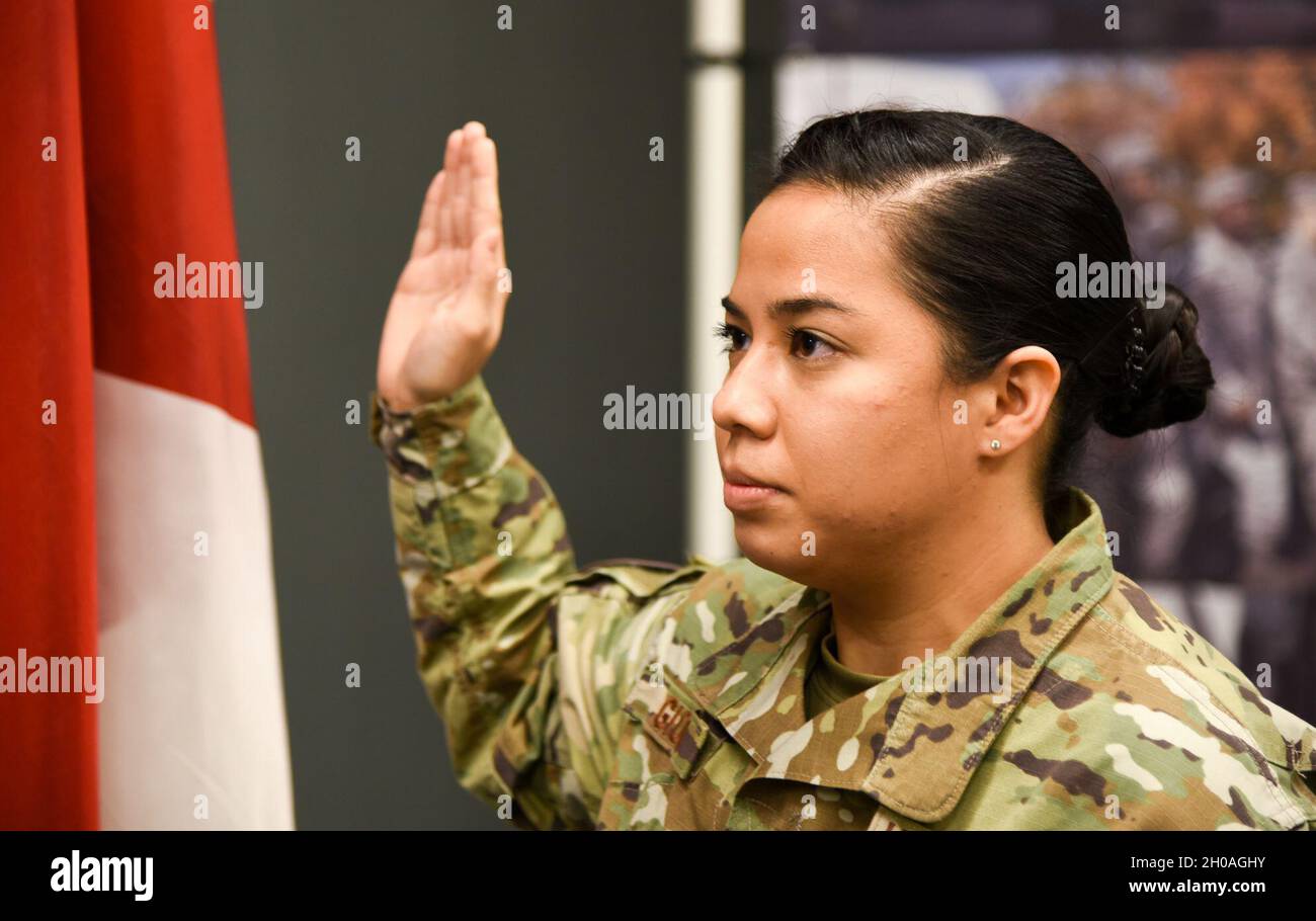 U.S. Air Force Master Sgt. Megan Gionti is commissioned to the rank of ...
