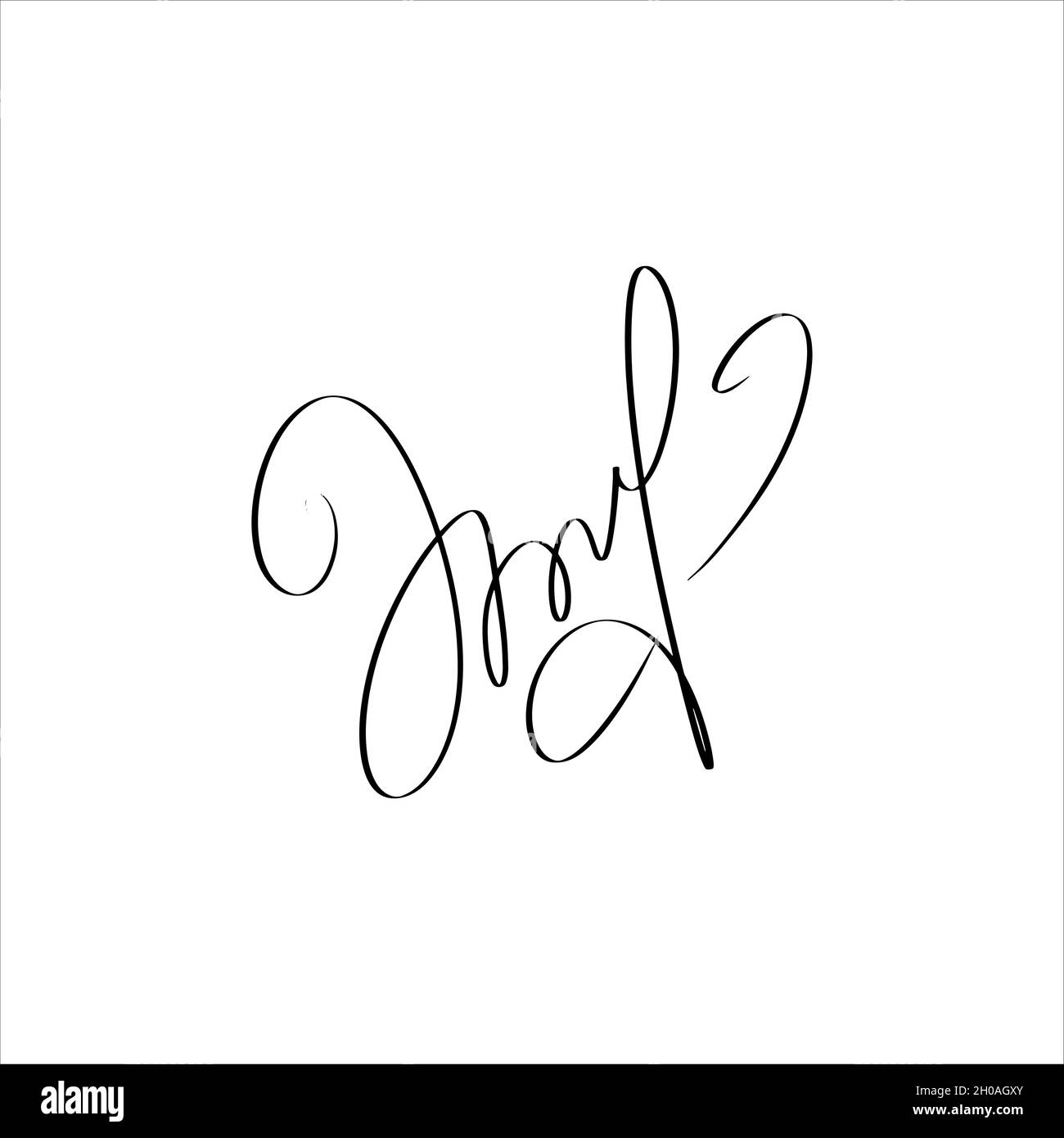 Black manual signature for documents isolated on white background. Hand ...