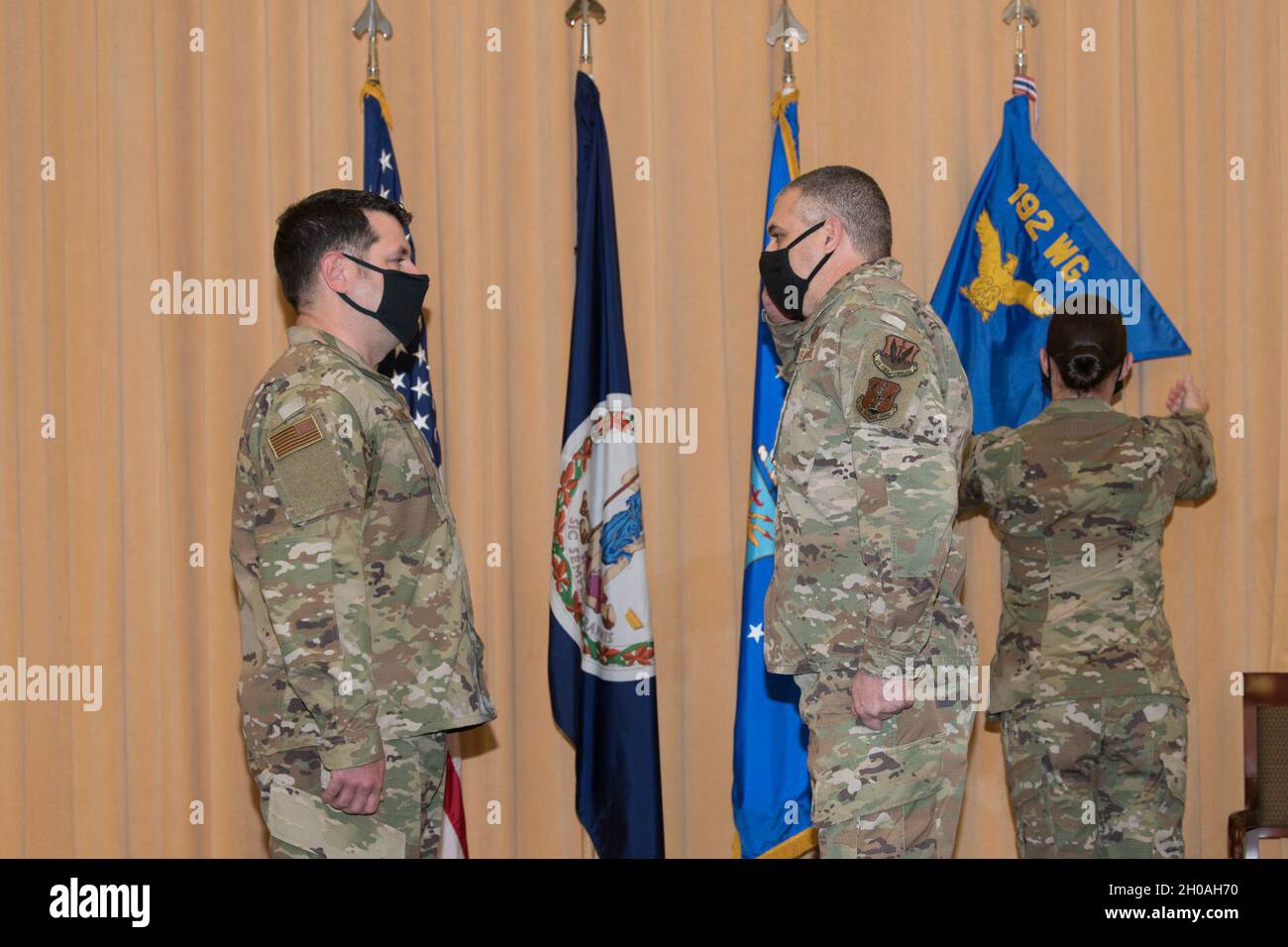 Chief Master Sgt. Richard Roberts, 192nd Wing command chief, salutes ...