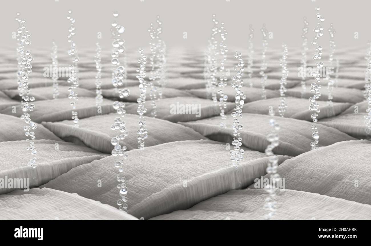 A microscopic view of a simple woven textile fabric and rising pockets ...