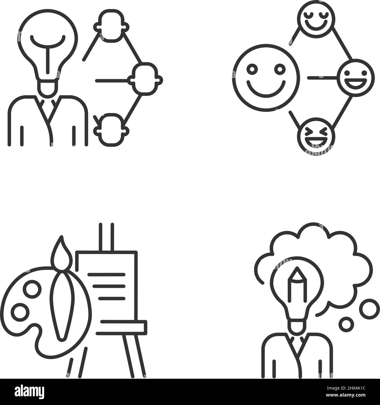 Creative and professional talents linear icons set Stock Vector Image ...