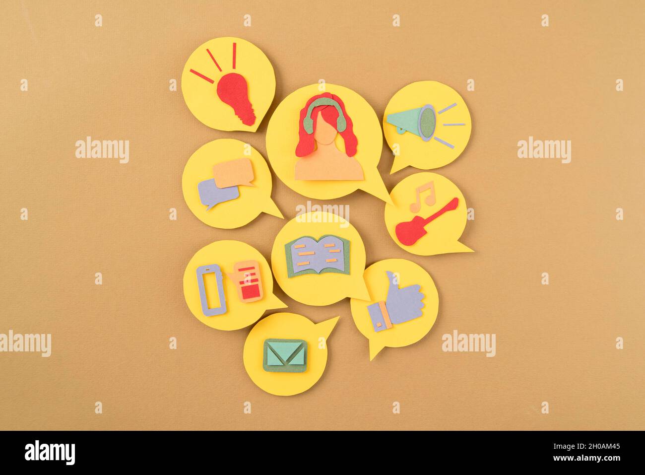 High angle social media concept still life Stock Photo - Alamy