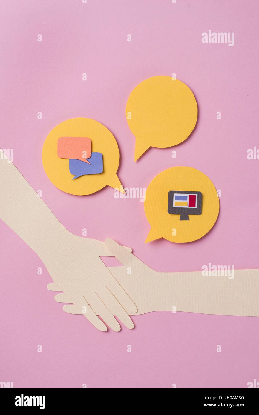 High angle social media concept still life Stock Photo - Alamy