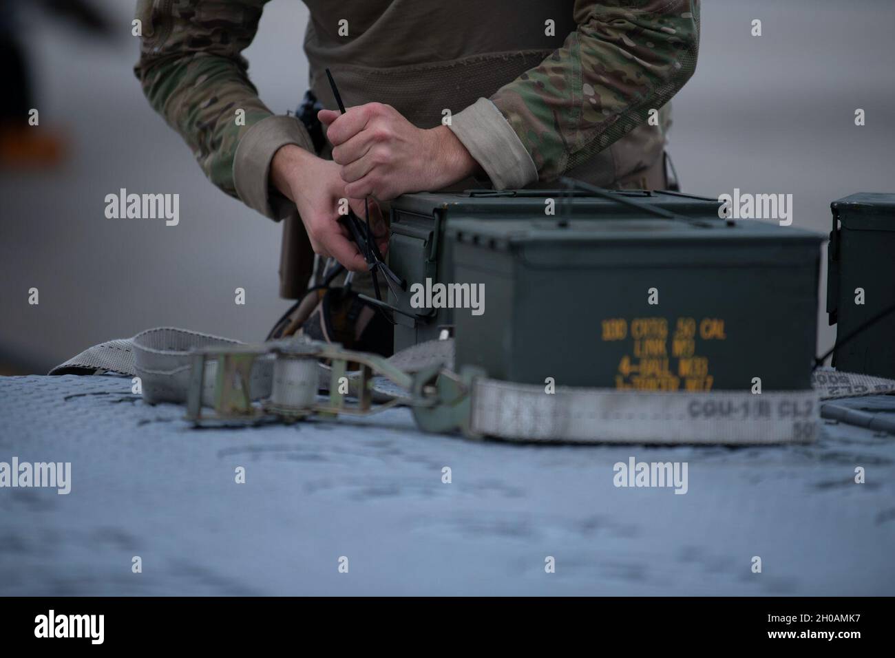 U.S. Air Force Senior Airman Casey Wilson, a flight engineer with the ...
