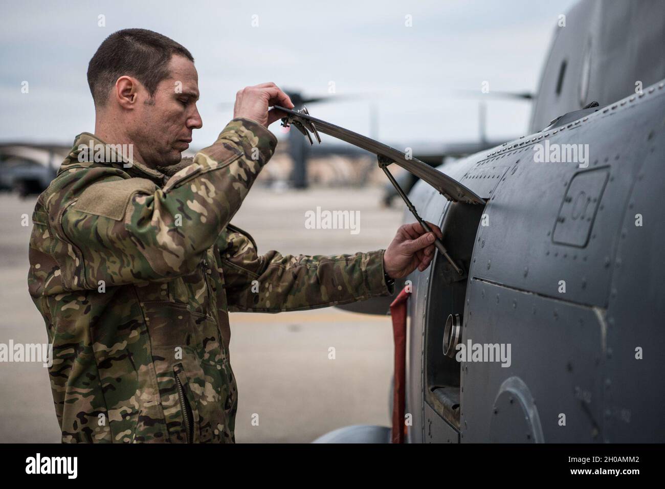 U.S. Air Force Master Sgt. William Barclay, a flight engineer with the ...