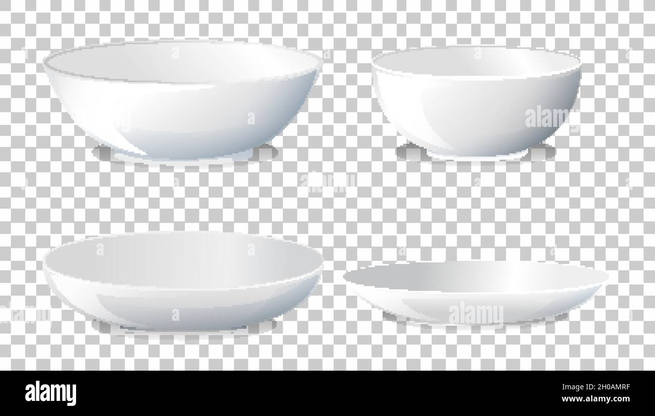 Set of white plain plate side view illustration Stock Vector Image ...