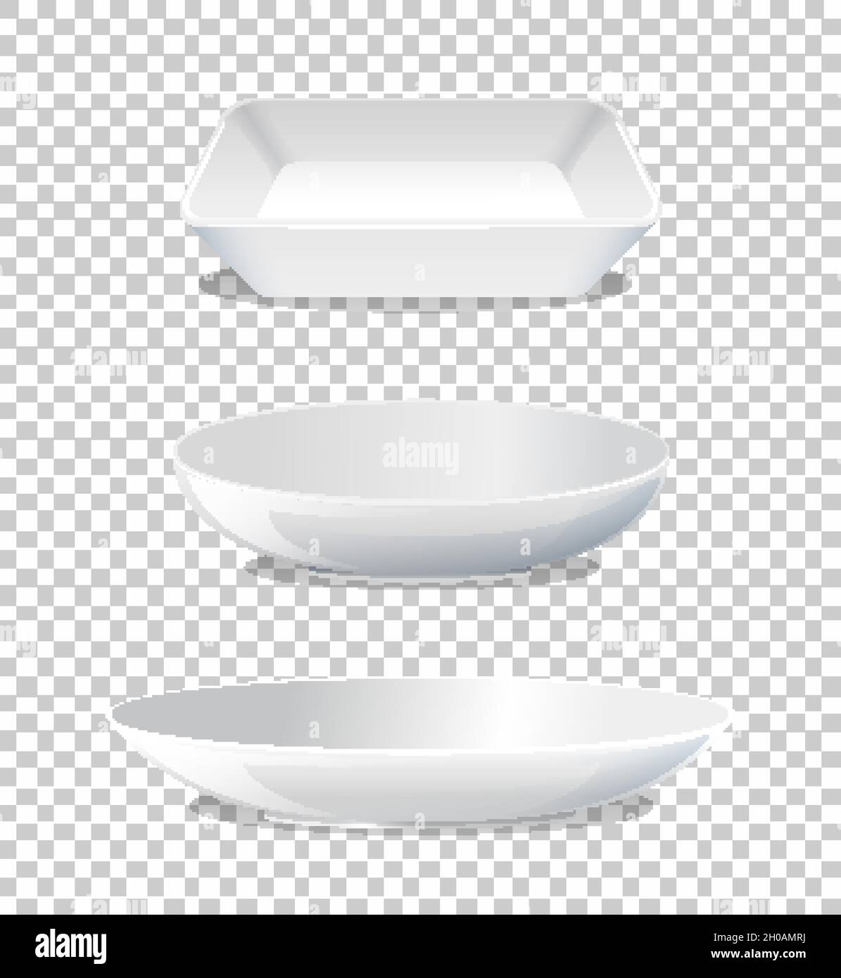Set of white plain plate side view illustration Stock Vector Image ...