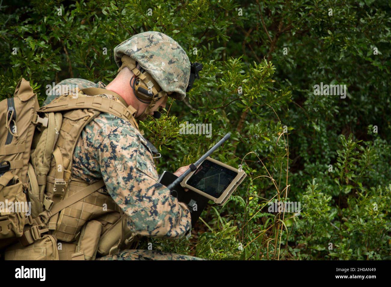 U.S. Marine Corps Sgt. Cecil Decker, a joint fires observer with 2nd ...