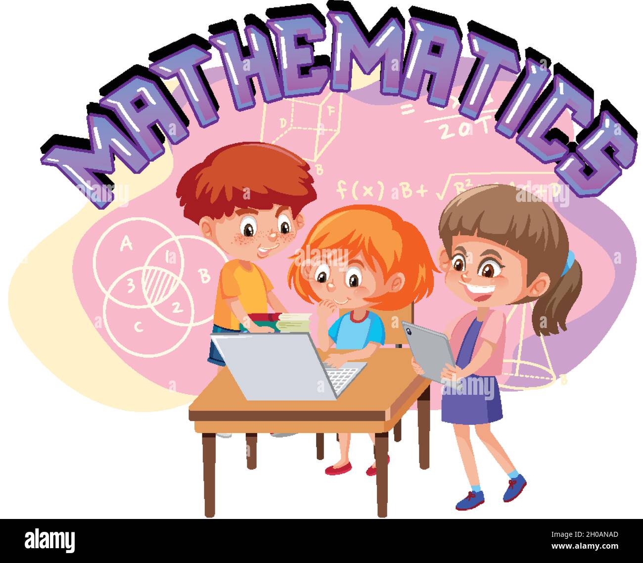 Student learning math using electronic device illustration Stock Vector ...