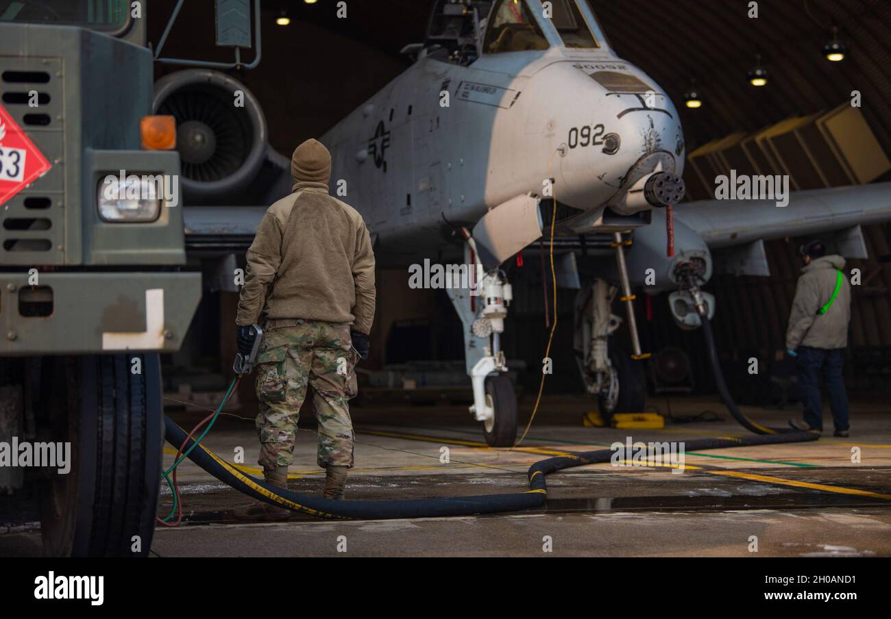 Senior Airman Eric Brown, 51st Logistics Readiness Squadron fuels ...