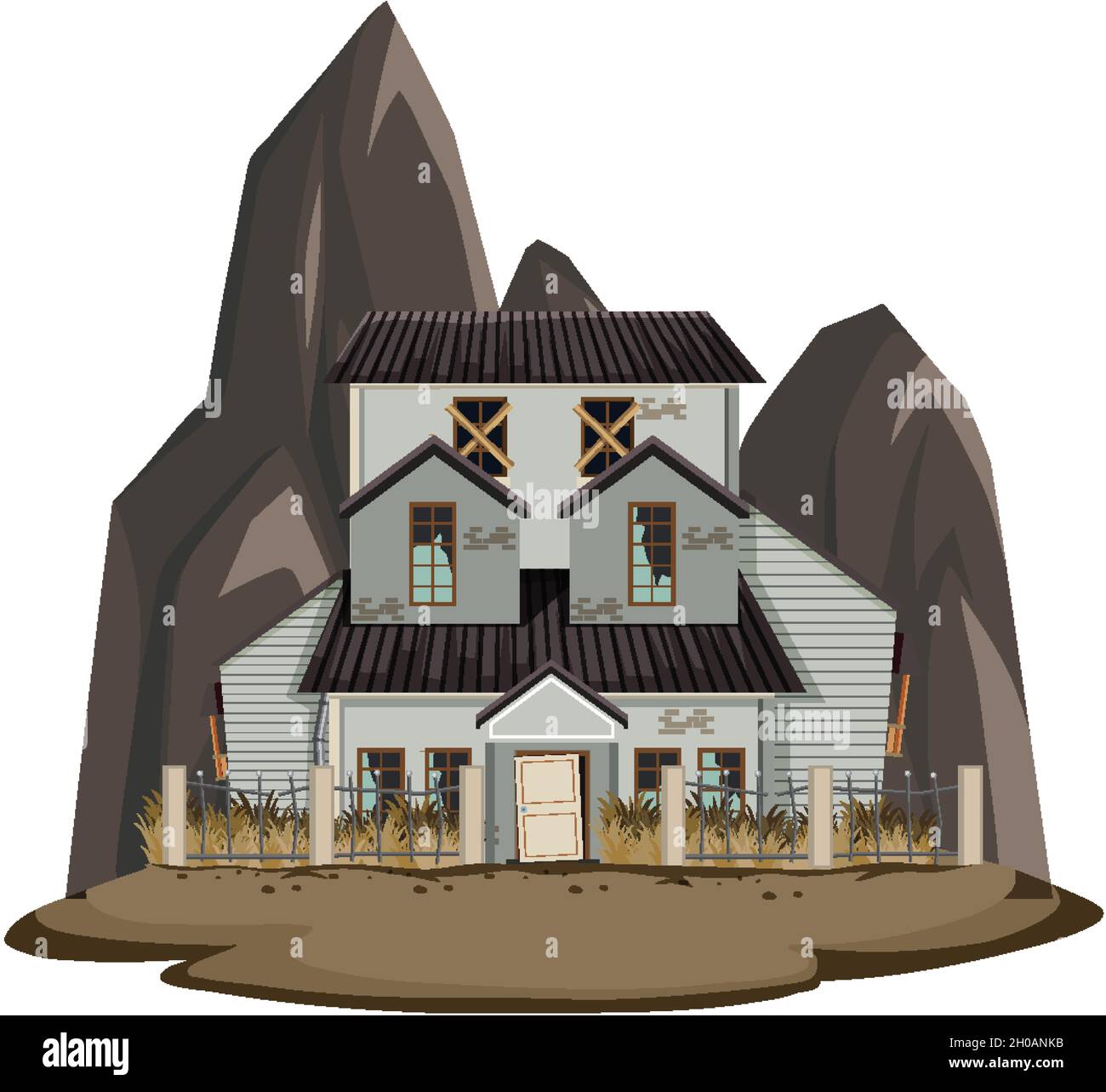 Isolated old broken house in the rural illustration Stock Vector Image ...