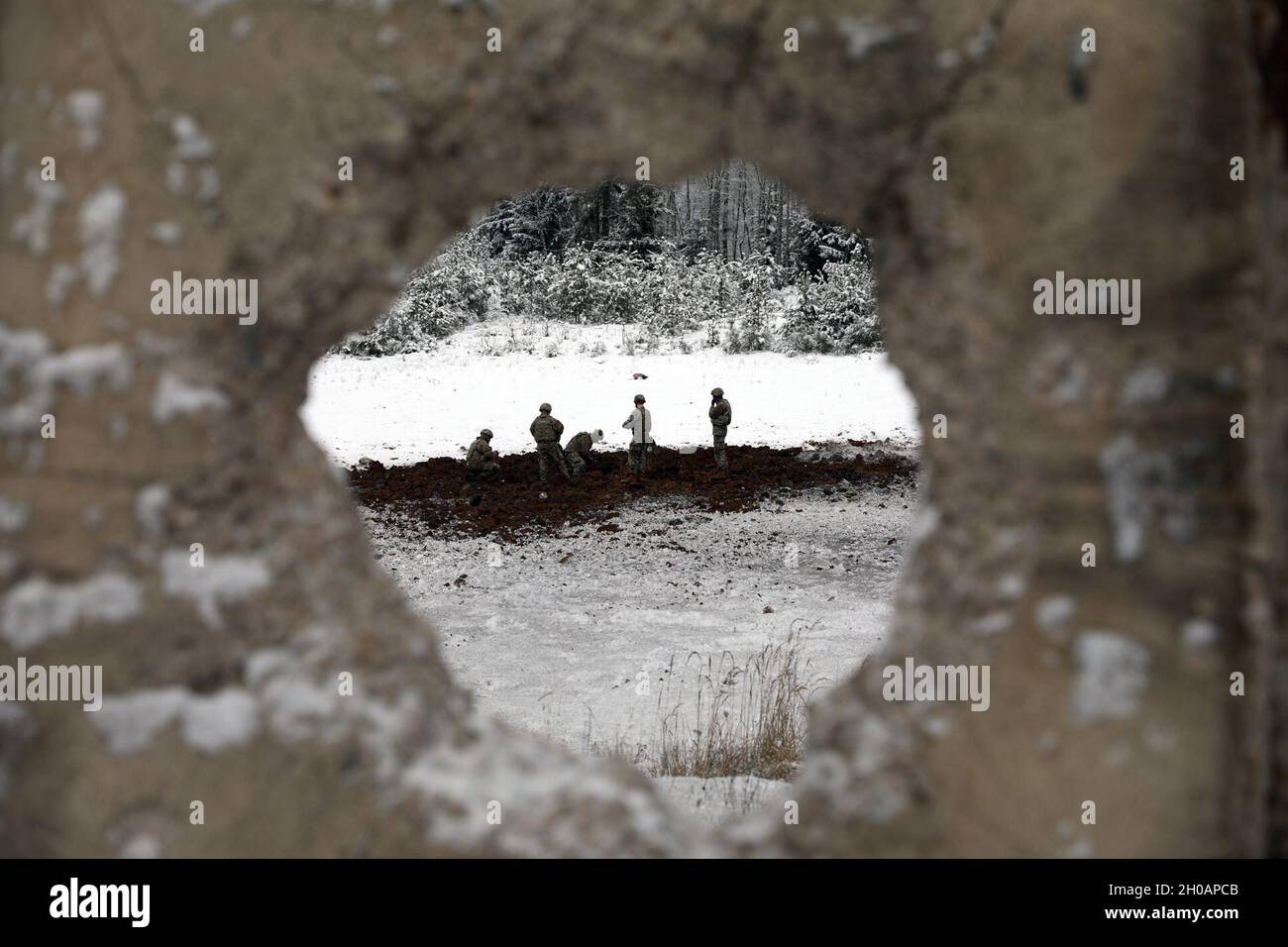 U.S. Army Combat Engineers assigned to Alpha Company, 91st Brigade ...