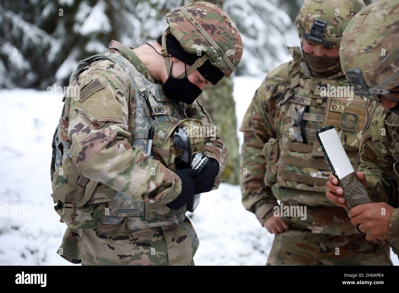 U.S. Army Combat Engineers assigned to Alpha Company, 91st Brigade ...