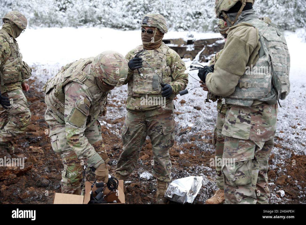 U.S. Army Combat Engineers assigned to Alpha Company, 91st Brigade ...