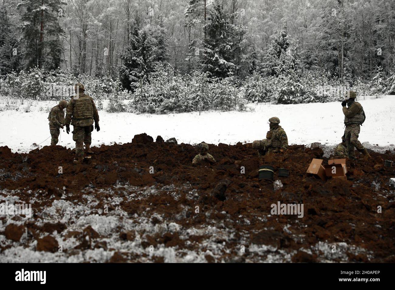 U.S. Army Combat Engineers assigned to Alpha Company, 91st Brigade ...