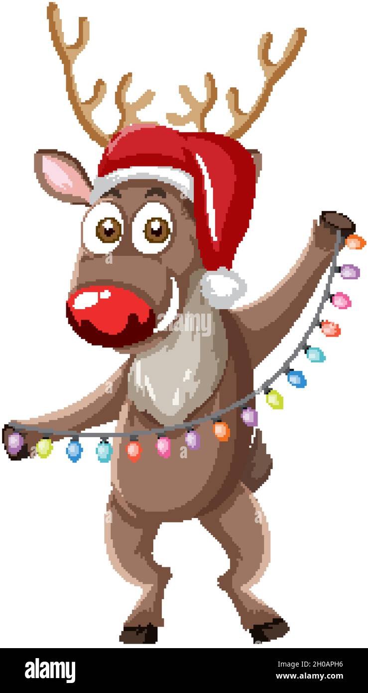 Christmas Reindeer with Lights Bulb Window Cling illustration Stock ...