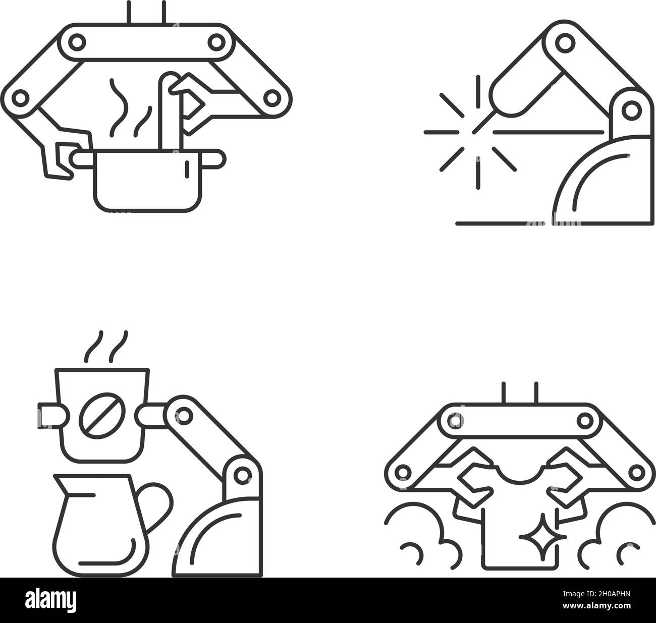Automated mechanical devices linear icons set Stock Vector Image & Art ...