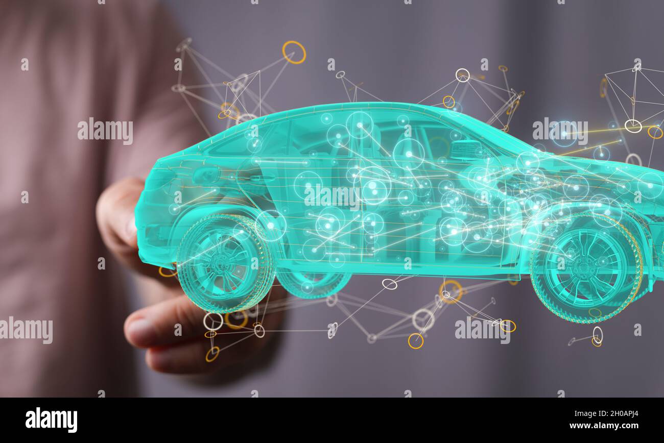 3D rendering of the autonomous car with a graphic of the Navigation ...