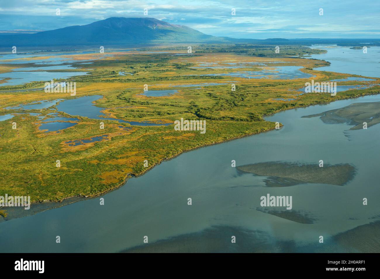 Aerial view of Mount Susitna. South Central Alaska. United States of ...