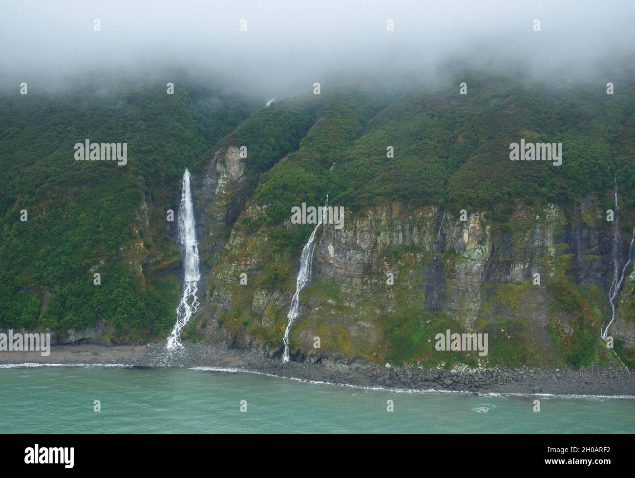 Aerial view of waterfalls. Cook Inlet. South Central Alaska. United ...