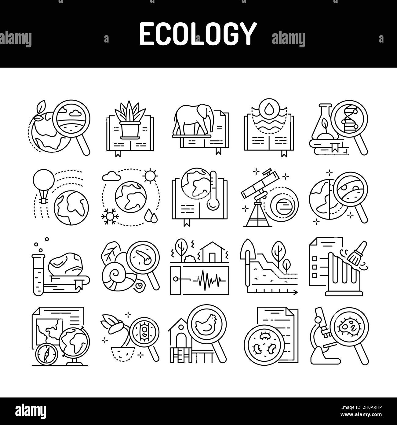Ecology line icons set. Isolated vector element. Outline pictograms for web page, mobile app ...