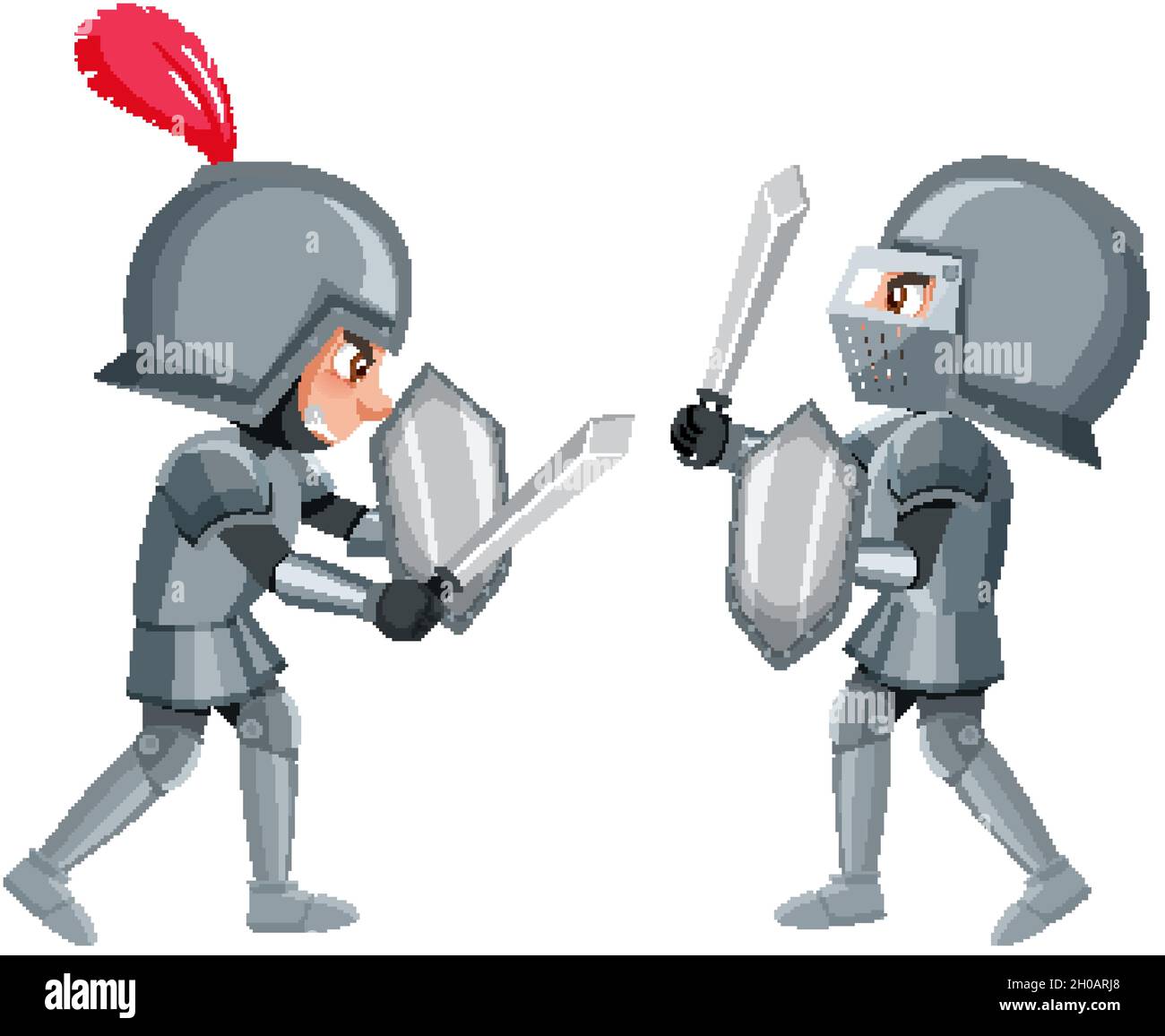 Two knight are fighting on white background illustration Stock Vector ...
